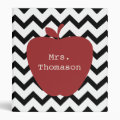 Red Apple Black & White Chevron Teacher Binder | Zazzle