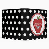 Red Apple / Black with White Polka Dots Binder | Zazzle