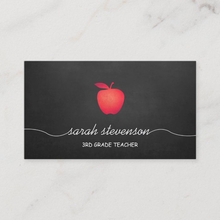 Red Apple Chalkboard Grade School Teacher Business Card | Zazzle.com