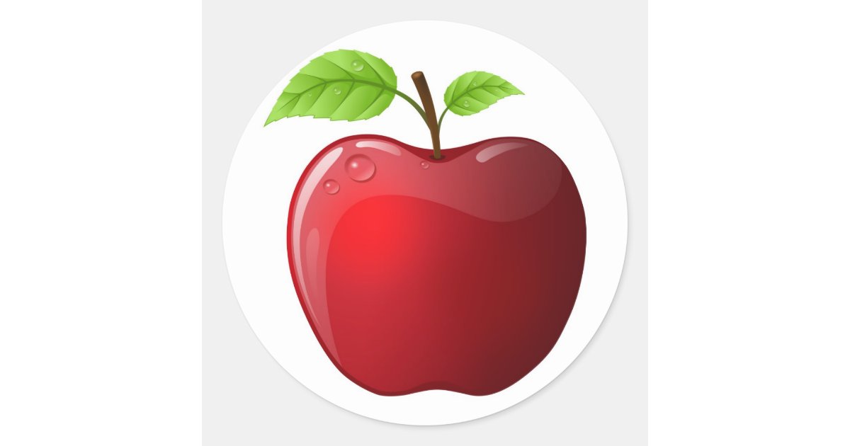Red Apple Classic Round Sticker | Zazzle