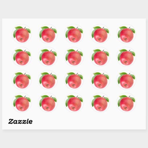 Red apple classic round sticker | Zazzle