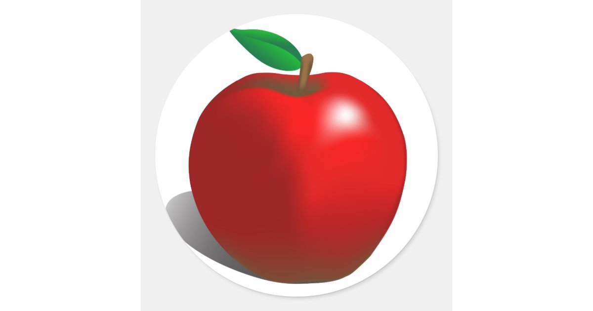 Red Apple Classic Round Sticker | Zazzle