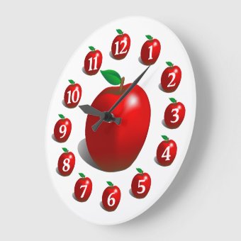Red Apple Clock | Zazzle