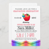 Red Apple/ Crayon Teacher Graduation Invitation | Zazzle
