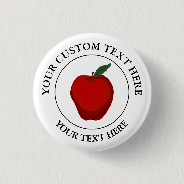 Red Apple Custom Text Logo Icon Button | Zazzle