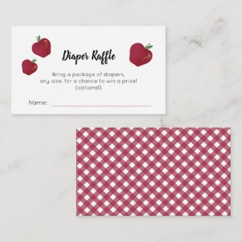 Red apple Diaper Raffle Enclosure Card | Zazzle