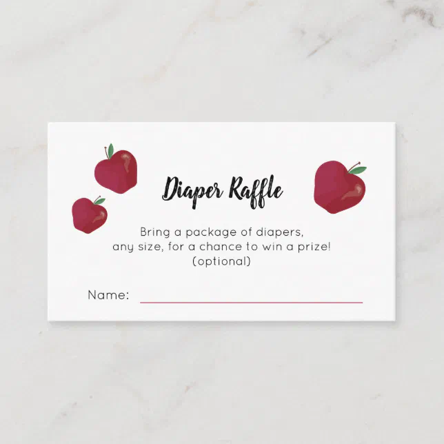 Red apple Diaper Raffle Enclosure Card | Zazzle