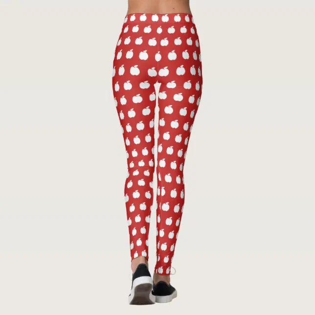Red apple fruit pattern custom yoga and workout leggings | Zazzle