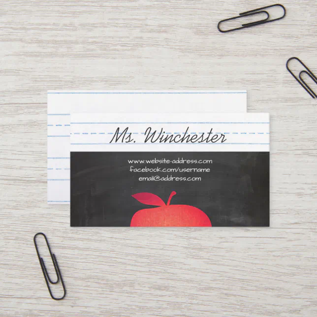 Red Apple Grade School Teacher Education Business Card | Zazzle