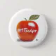 Red Apple Illustration No 1 Teacher Button | Zazzle