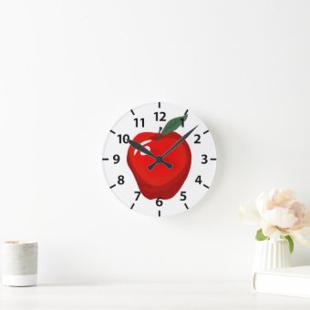 Red Apple Kitchen Clock | Zazzle