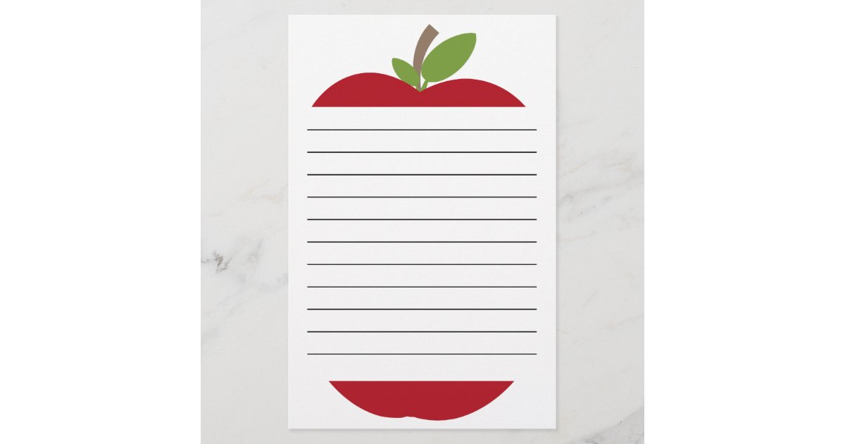 Red Apple Lined Stationery | Zazzle