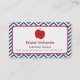 Red Apple & Navy Chevron Teacher Business Cards | Zazzle