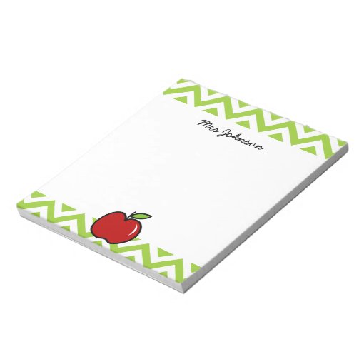 Red apple notepad for teacher | Personalized name | Zazzle