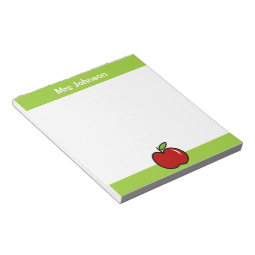 Red apple notepad for teacher | Personalized name | Zazzle