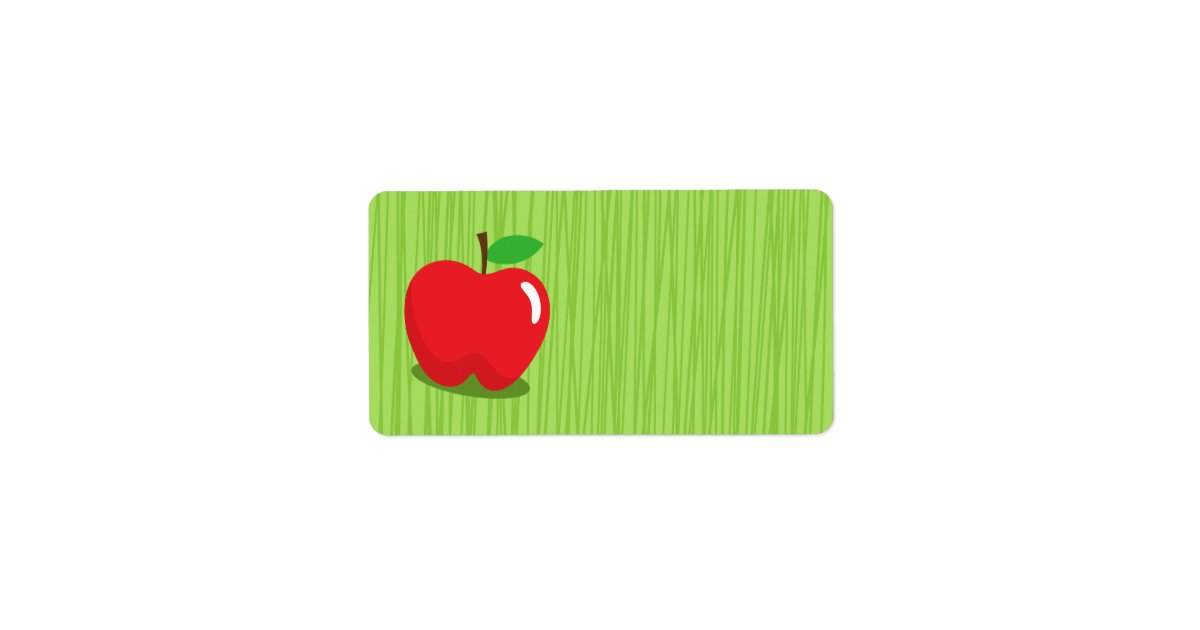 Red apple on green background blank label | Zazzle