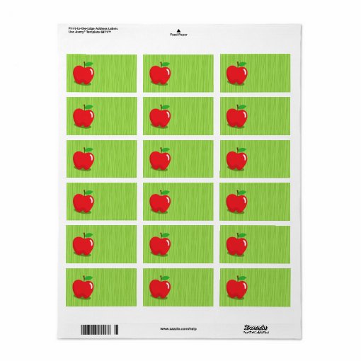 Red apple on green background blank label | Zazzle