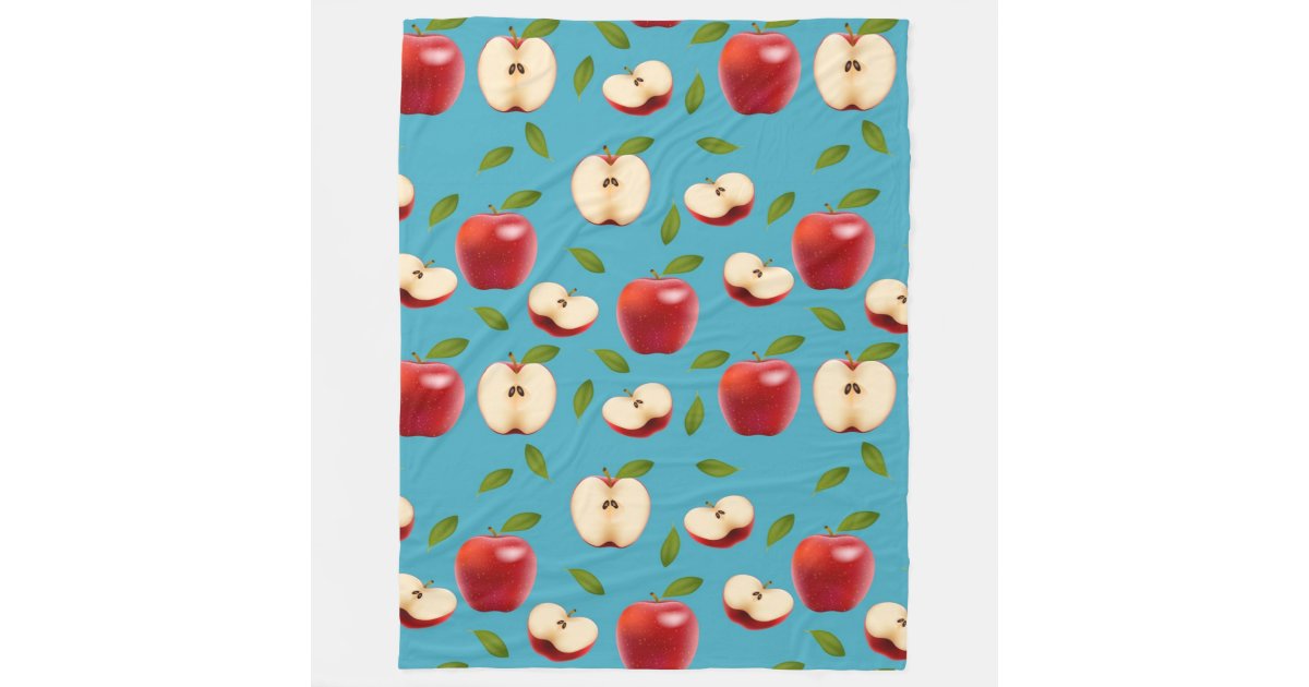 Red Apple Pattern Fleece Blanket | Zazzle