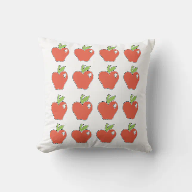 Red Apple Pattern Throw Pillow | Zazzle