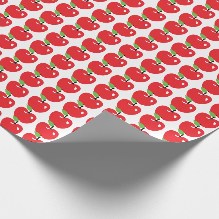 Red Apple Pattern Wrapping Paper | Zazzle