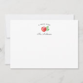 Red Apple | Personalized Teacher Stationery Flat Note Card | Zazzle