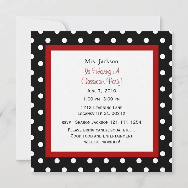 Red Apple & Polka Dots Invitation | Zazzle