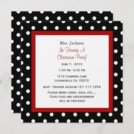 Red Apple & Polka Dots Invitation | Zazzle