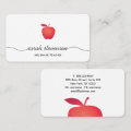 Red Apple School Elementary Teacher Simple White Business Card | Zazzle