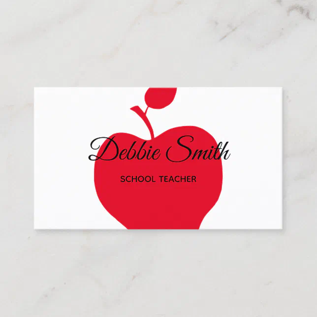 Red Apple School Teacher Business Card | Zazzle