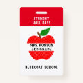 Red Apple School teacher or student pass Badge | Zazzle