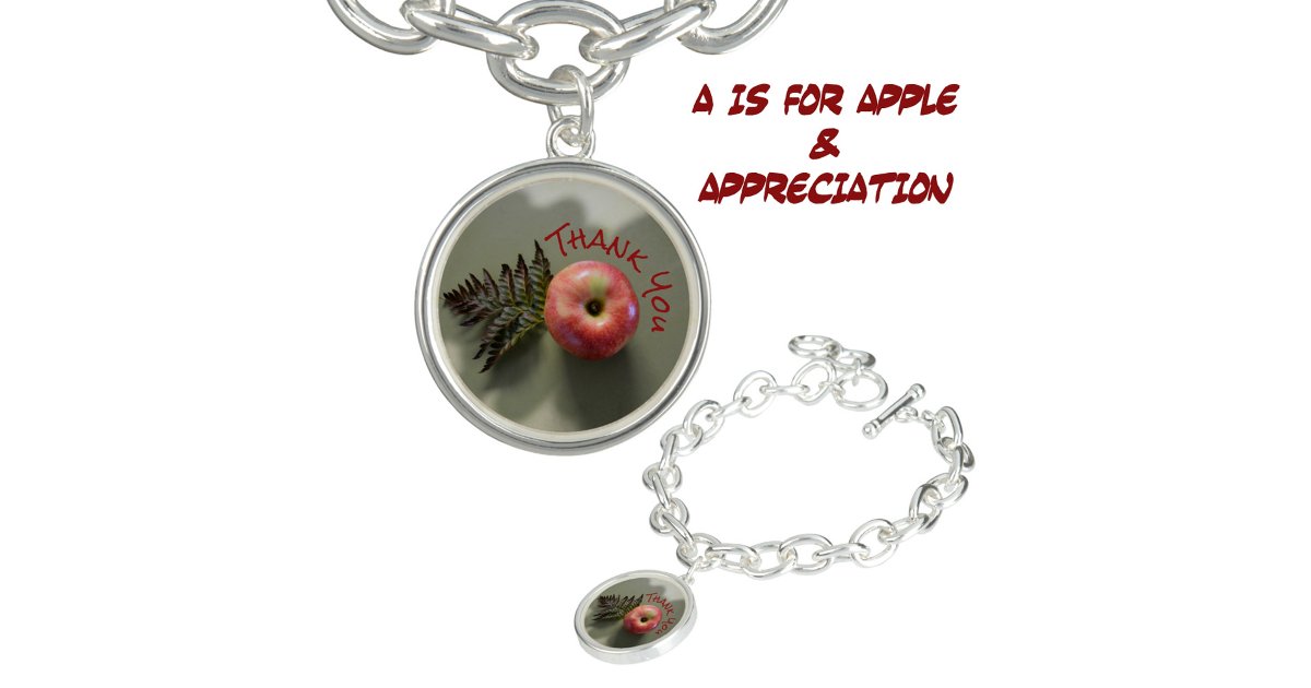 Red Apple Teacher Appreciation Thank You Bracelet | Zazzle