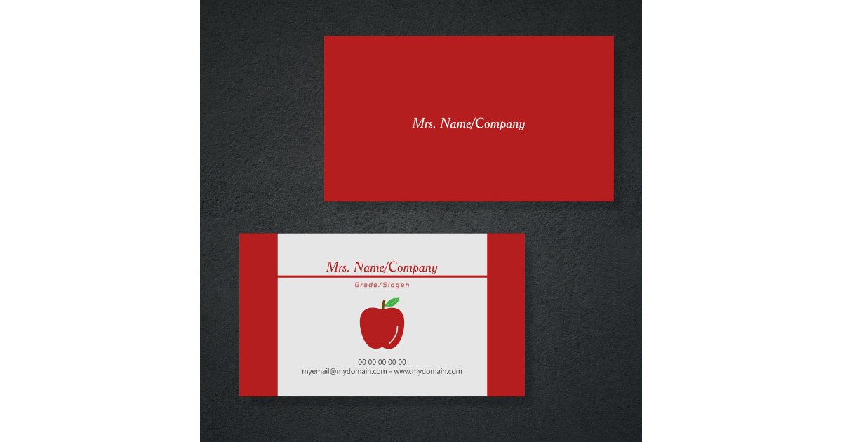 Red Apple Teacher Business Card | Zazzle