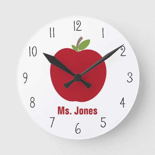 Red Apple Teacher Clock | Zazzle