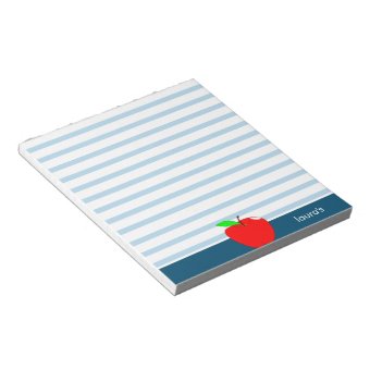 Red Apple Teacher Personalized Blue lines Notepad | Zazzle
