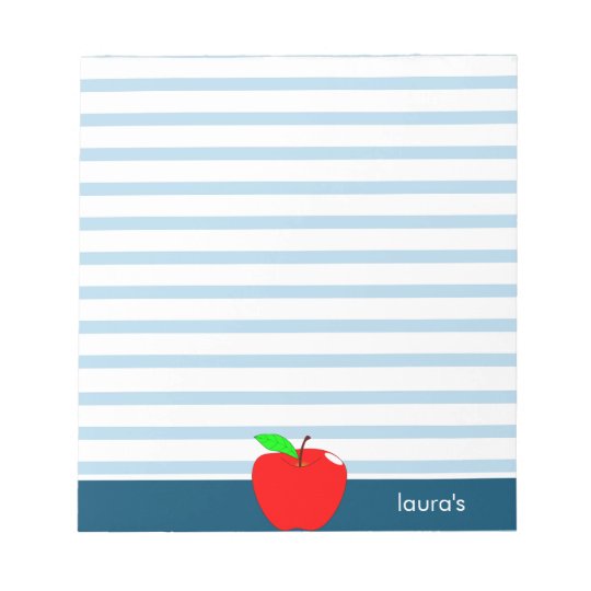 Red Apple Teacher Personalized Blue lines Notepad | Zazzle.com