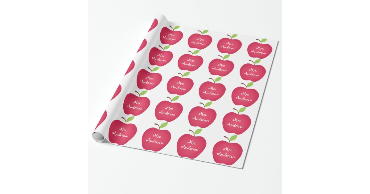 Red Apple Teacher's Personalized Wrapping Paper | Zazzle