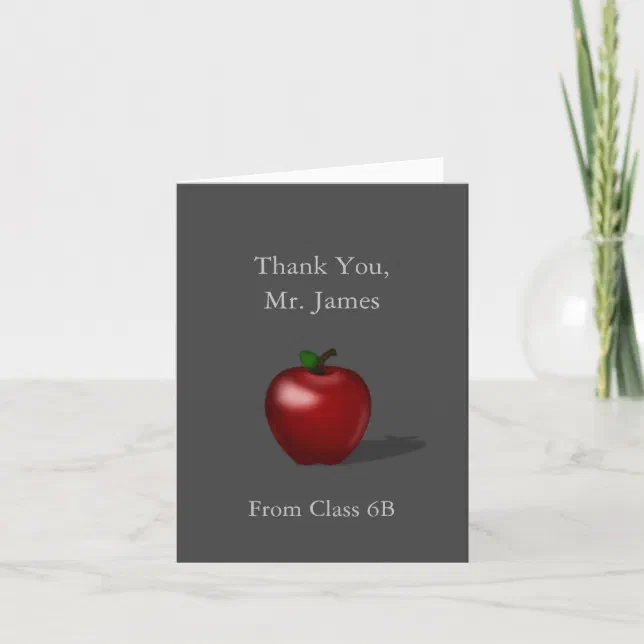 Red Apple "Thank You Teacher" Custom Class Thank You Card | Zazzle