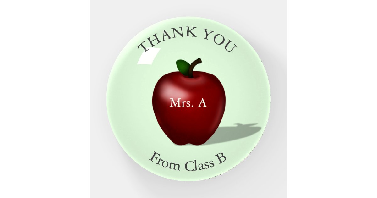 Red Apple "Thank You Teacher" Personalized Green Paperweight | Zazzle