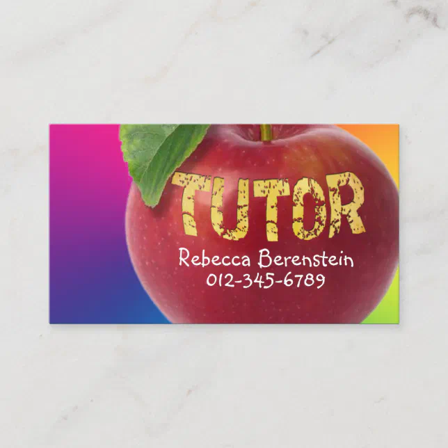 Red Apple Tutor Red Blue Business Card | Zazzle