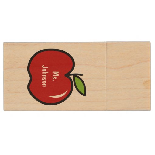 Red apple USB pen flash drive for teacher | Zazzle