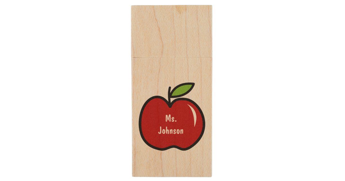 Red apple USB pen flash drive for teacher | Zazzle