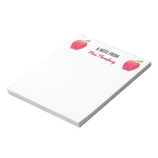 Red Apples A Note From Teacher Personalized | Zazzle