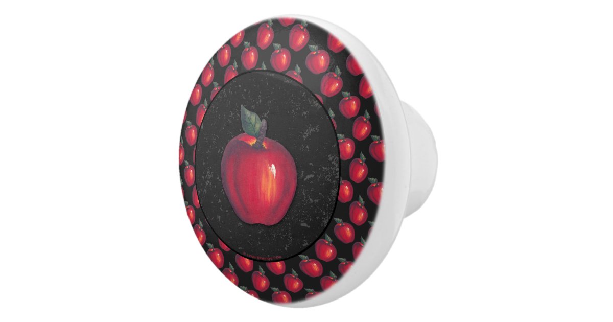 Red Apples Black Ceramic Knob | Zazzle