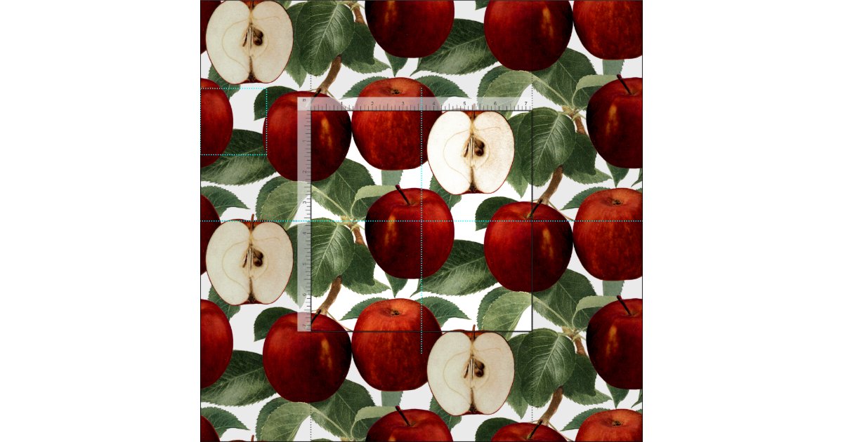 Red Apples Botanical Pattern Fabric | Zazzle