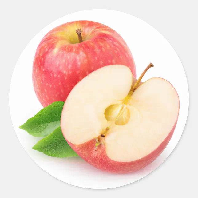 Red apples classic round sticker | Zazzle