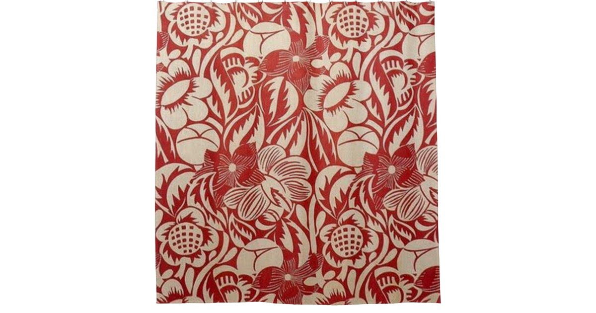 Red Arabesque Design Shower Curtain | Zazzle