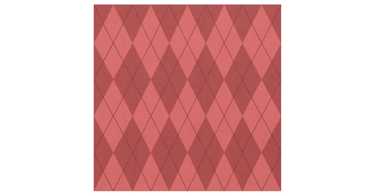 Red Argyle Pattern Fabric | Zazzle