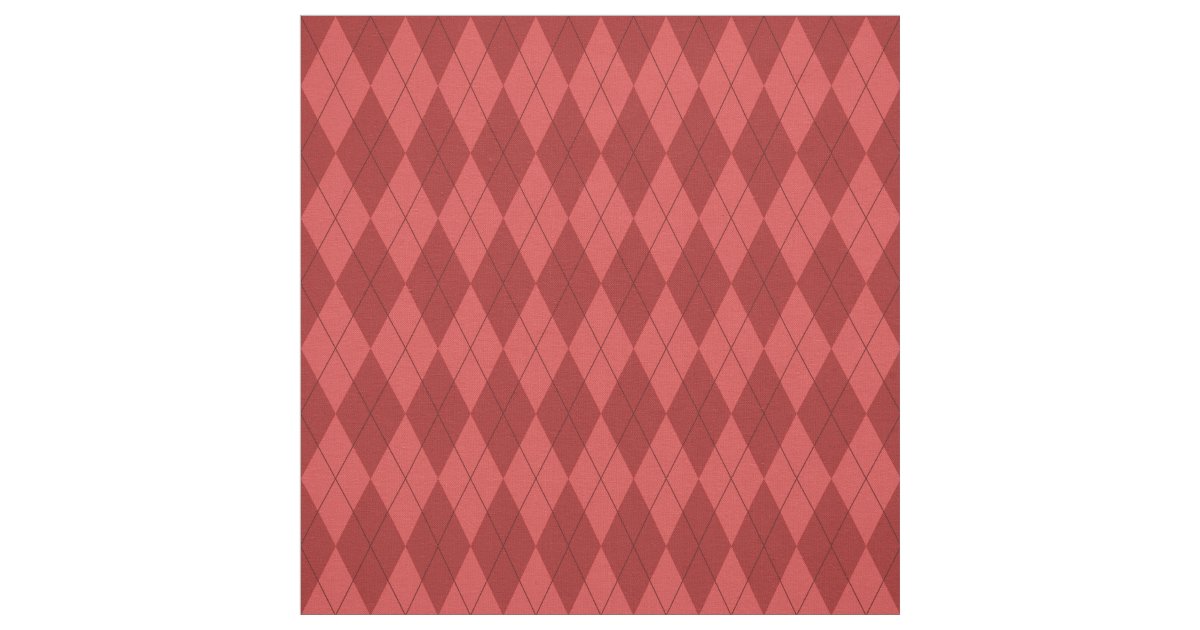 Red Argyle Pattern Fabric | Zazzle