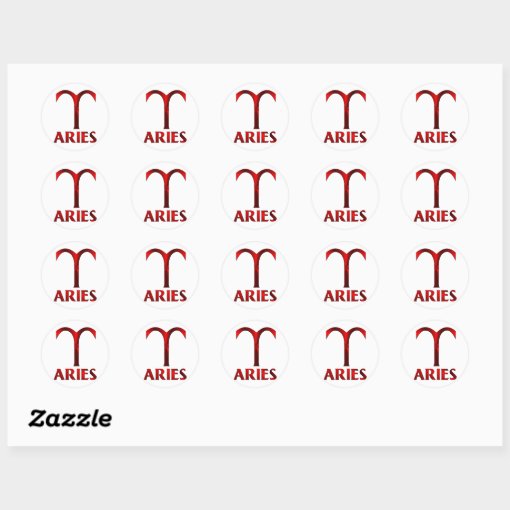 Red Aries Horoscope Symbol Classic Round Sticker | Zazzle