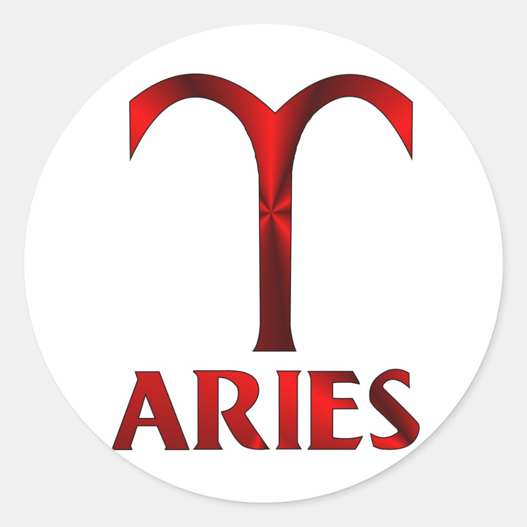 Red Aries Horoscope Symbol Classic Round Sticker | Zazzle